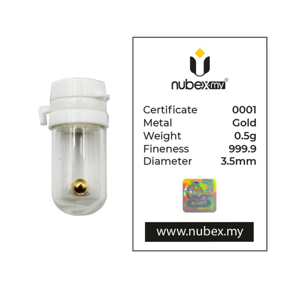 NUBEX 0.5g TAC TIC Gold Bar 999.9 Fine Gold